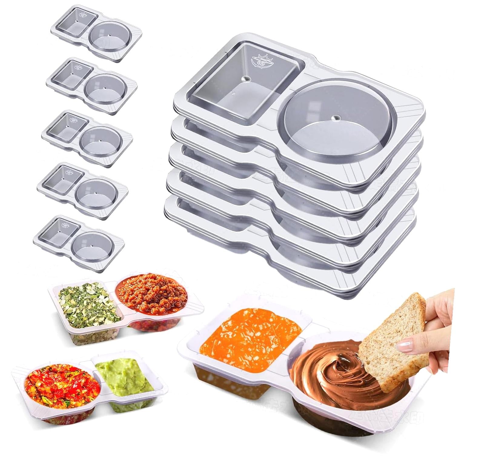 HYKE 10 Sets Double Compartment Condiment Container With Lids, Snack ...
