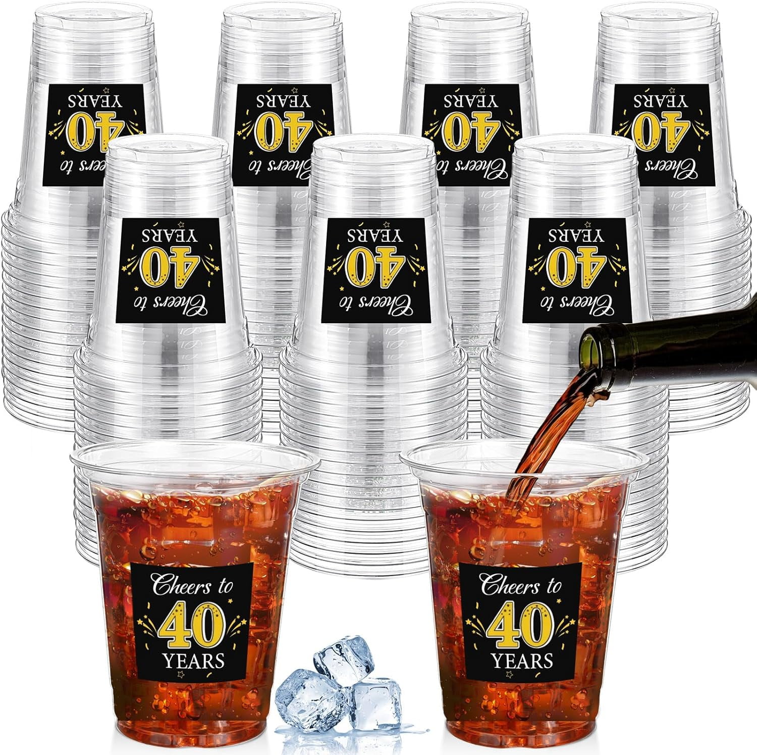 HYKE 100 Pack 40th Birthday Cup 12 oz Cheers to 40 Years Happy Birthday ...