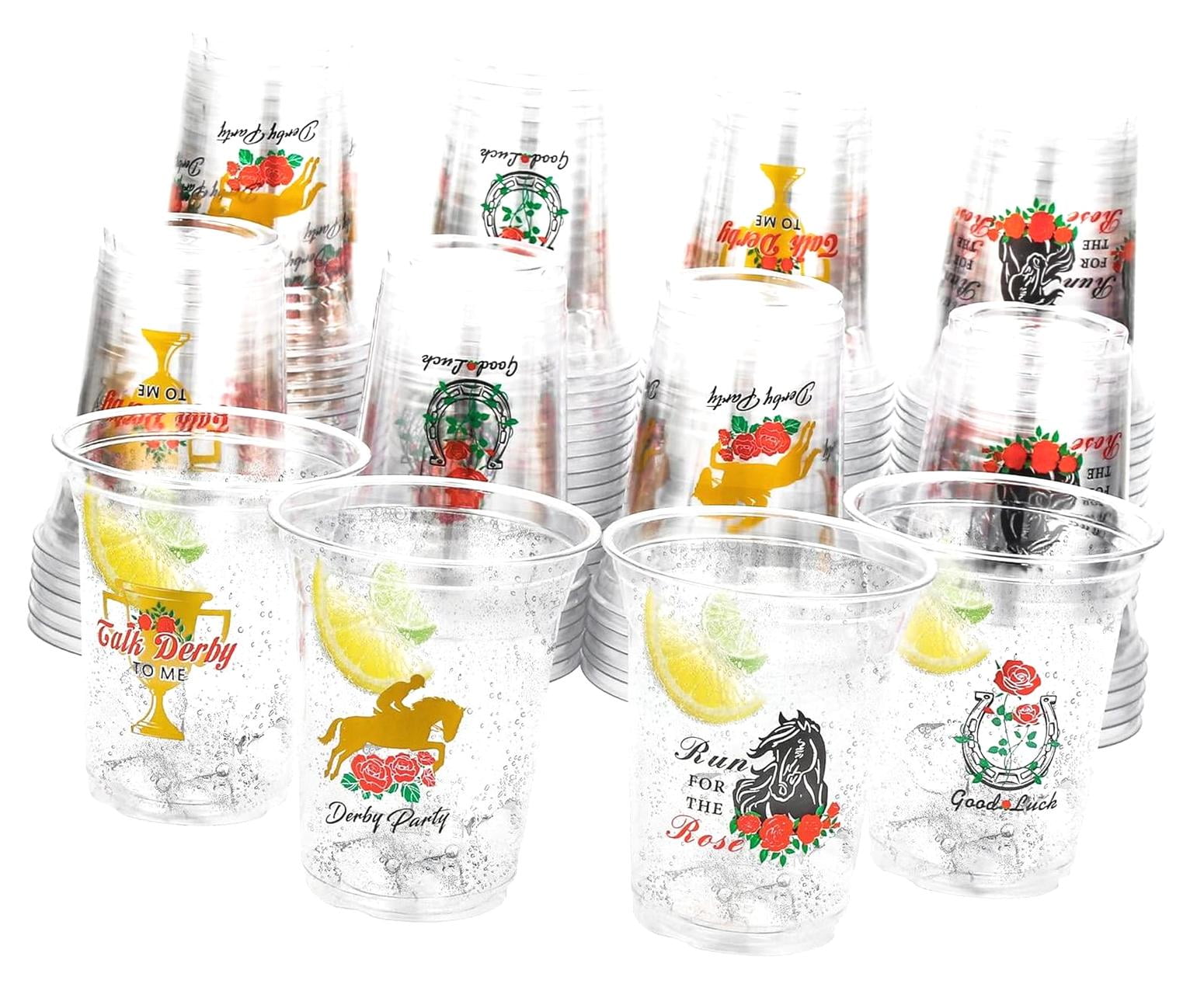 HYKE 100 Pcs 12 oz Hawaiian Luau Cups Clear Summer Tropical Plastic ...