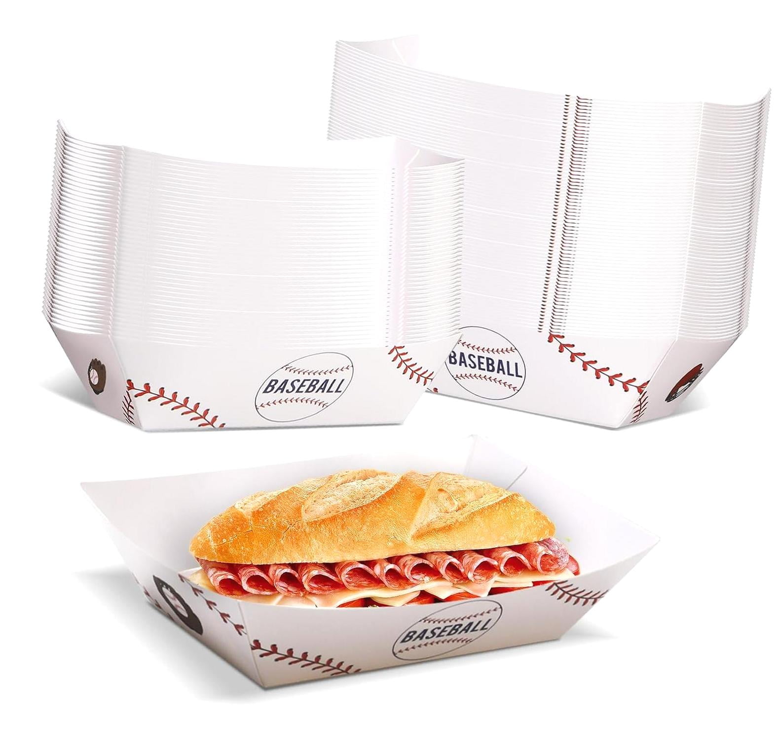 HYKE 100 Pcs Baseball Party Supplies, 2lb Paper Food Trays Serving ...