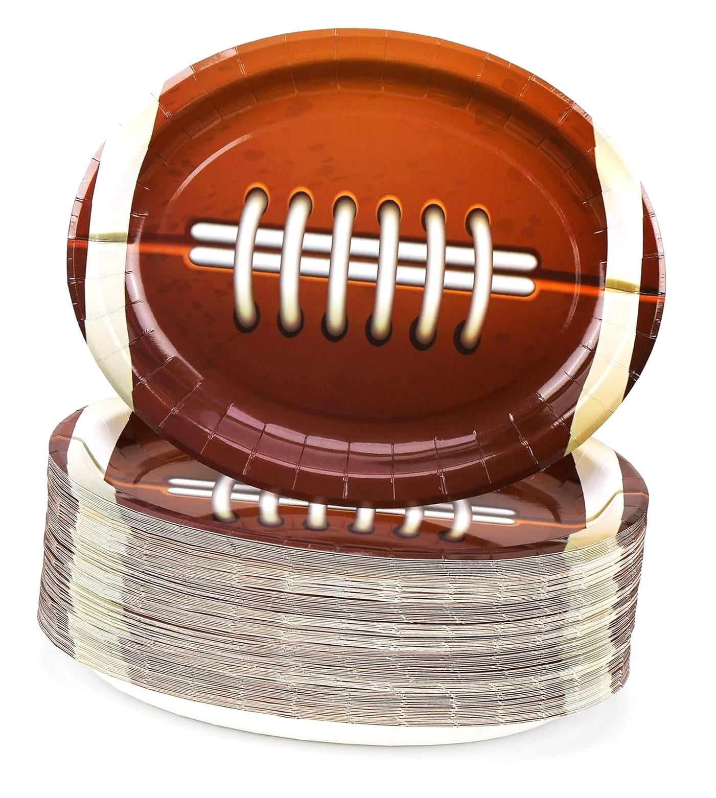 HYKE 100 Pcs Football Paper Plates Oval Football Serving Trays and ...
