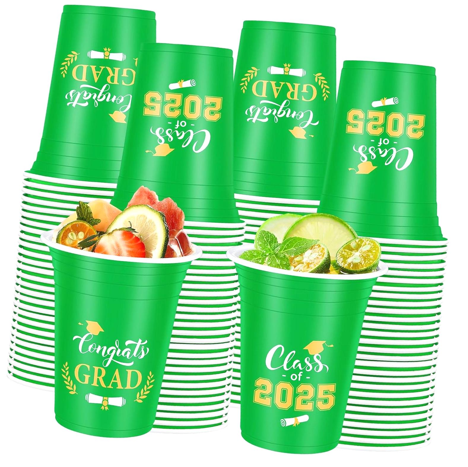 HYKE 100 Pcs Graduation Cups for Class of 2025 Party, 12 oz Plastic ...