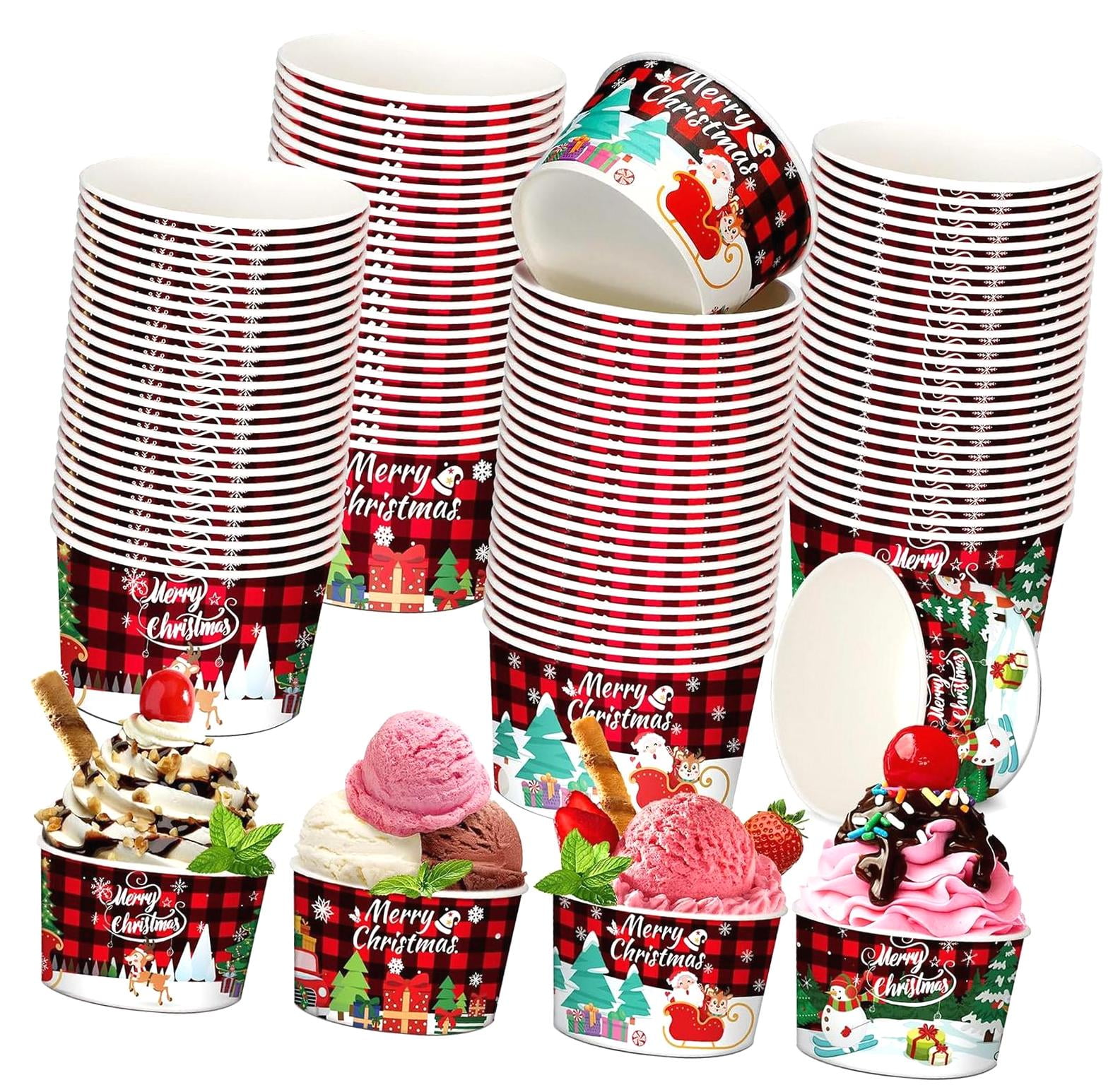HYKE 100 Pcs Hawaiian Ice Cups Luau Party Bowls 12oz Flamingo Pineapple Leaf Tropical Sundae ...