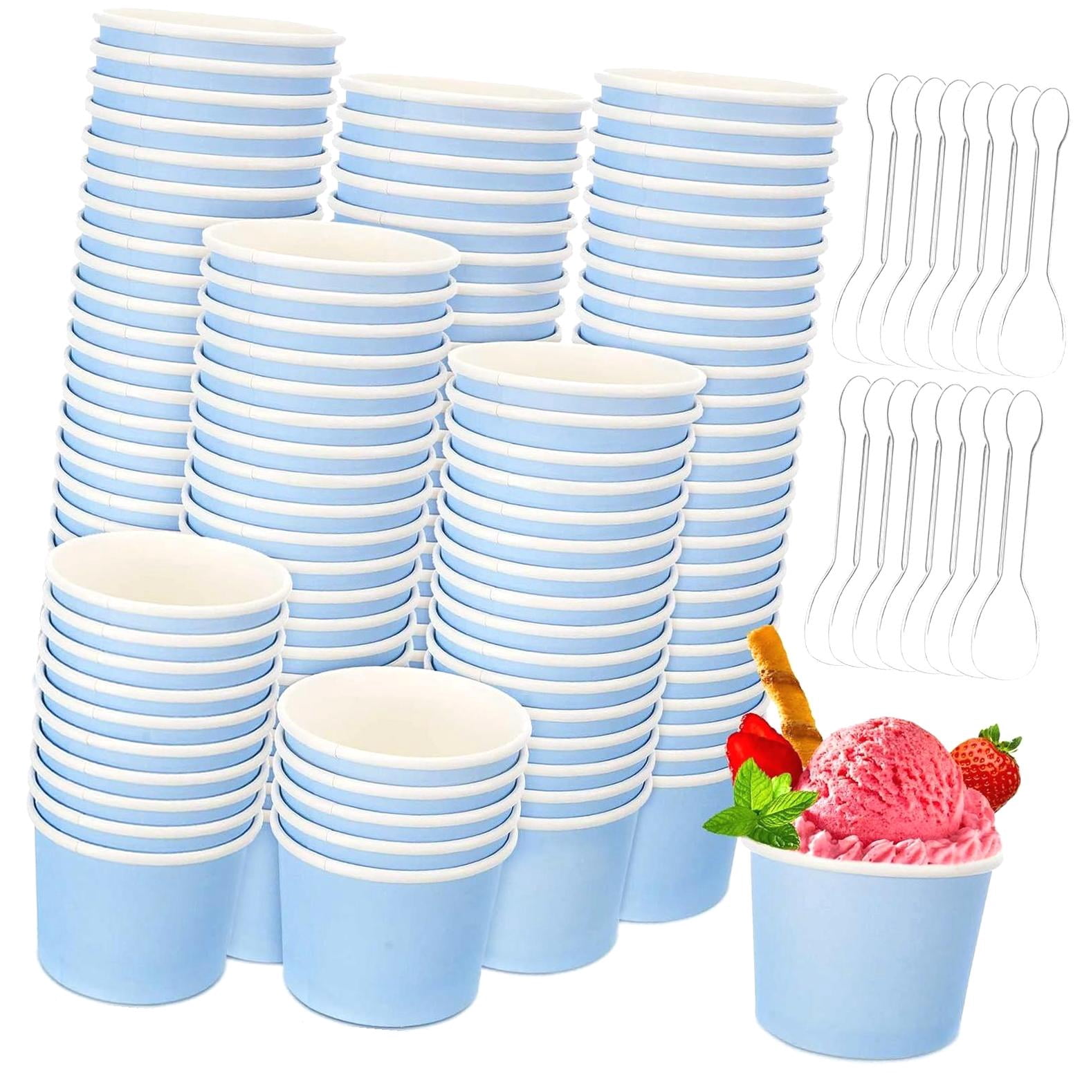 HYKE 100 Pieces 8 oz Ice Cups with 100 Pieces Spoons Ice Containers ...