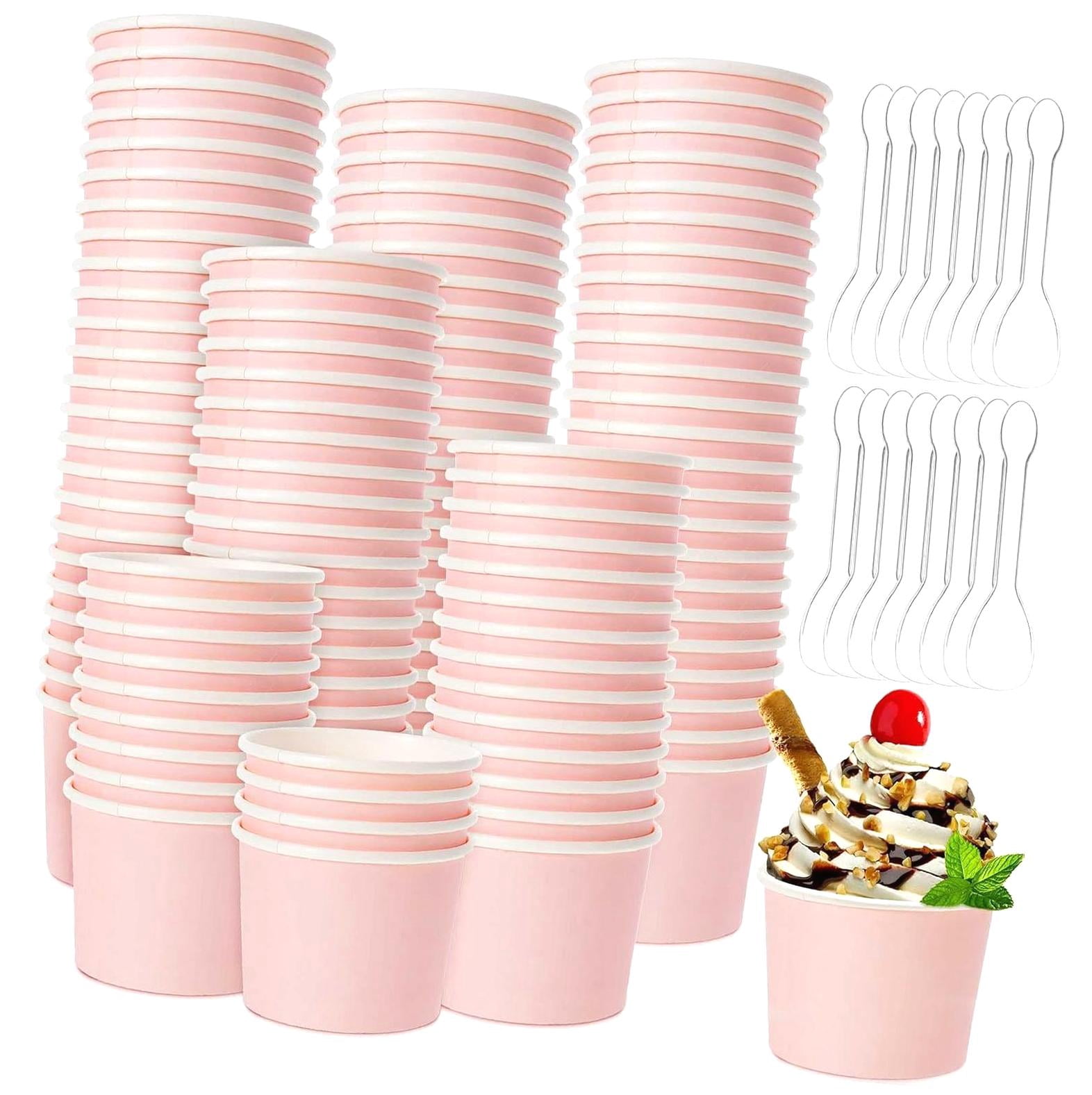 HYKE 100 Pieces 8 oz Ice Cups with 100 Pieces Spoons Ice Containers ...