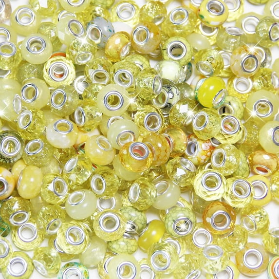 Bybiment 100 Pieces Large Hole Beads, Assorted European Craft Beads ...