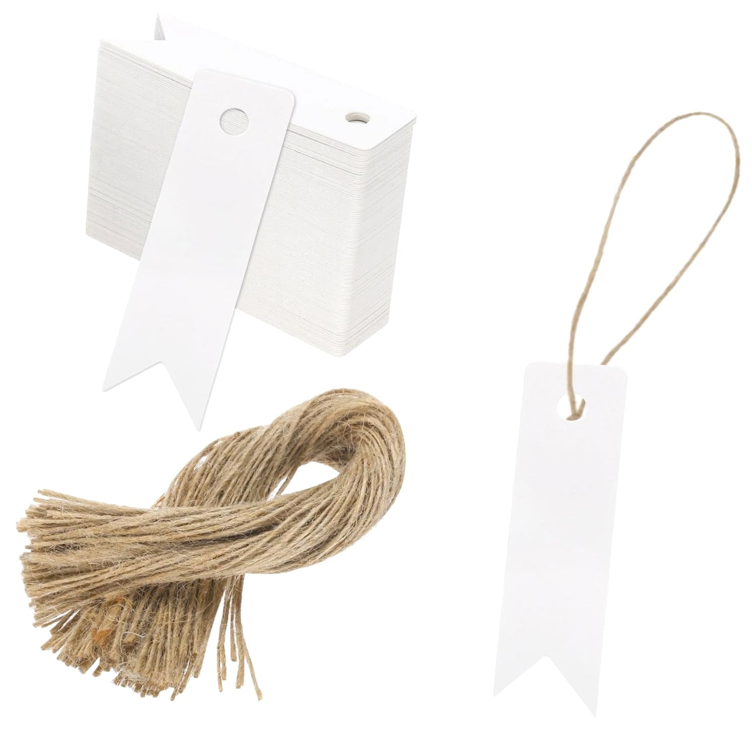 HYKE 100 Pieces Paper Tags with String, 2.7x0.8 Inch Wood Pulp Paper ...