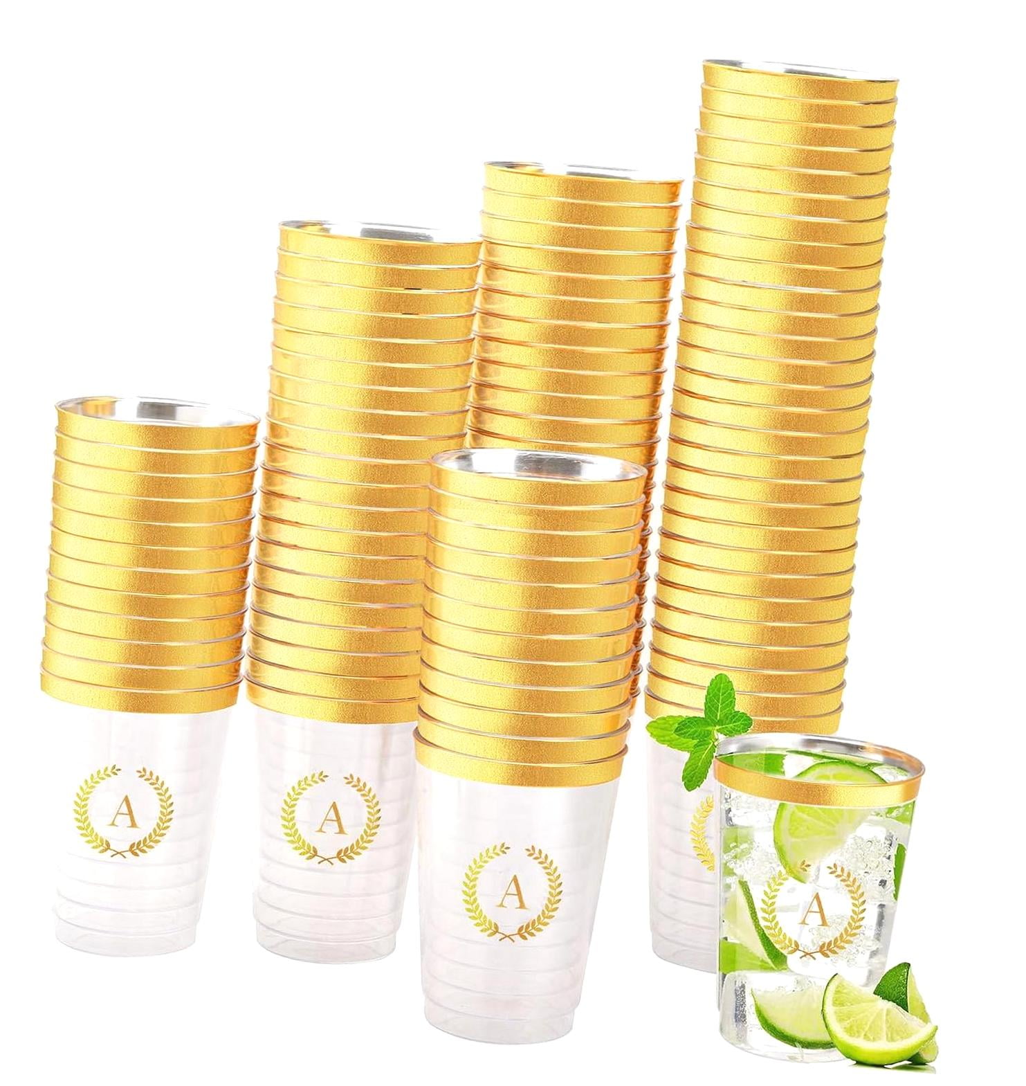HYKE 100 Pieces Plastic Cups Foil Letter K Cups 12 oz Transparent ...