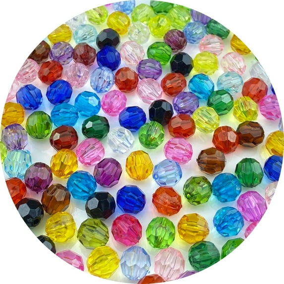 Bybiment 1000 Pieces 6mm Acrylic Round Faceted Beads Loose Plastic ...