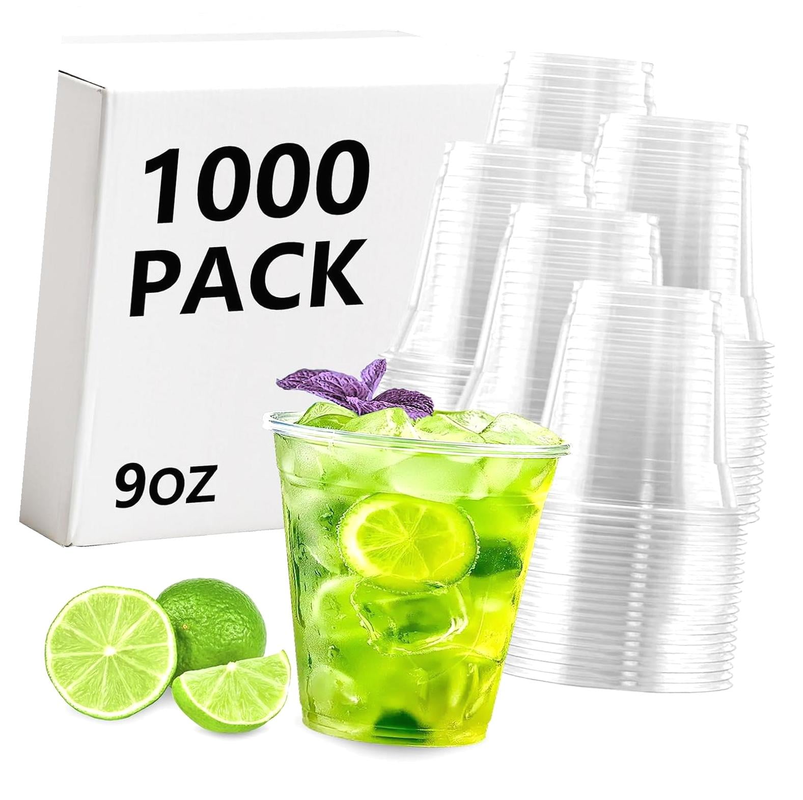 HYKE 100Pack Smooth Clear Plastic Cups 9oz Crystal Cups Bulk, Extra ...