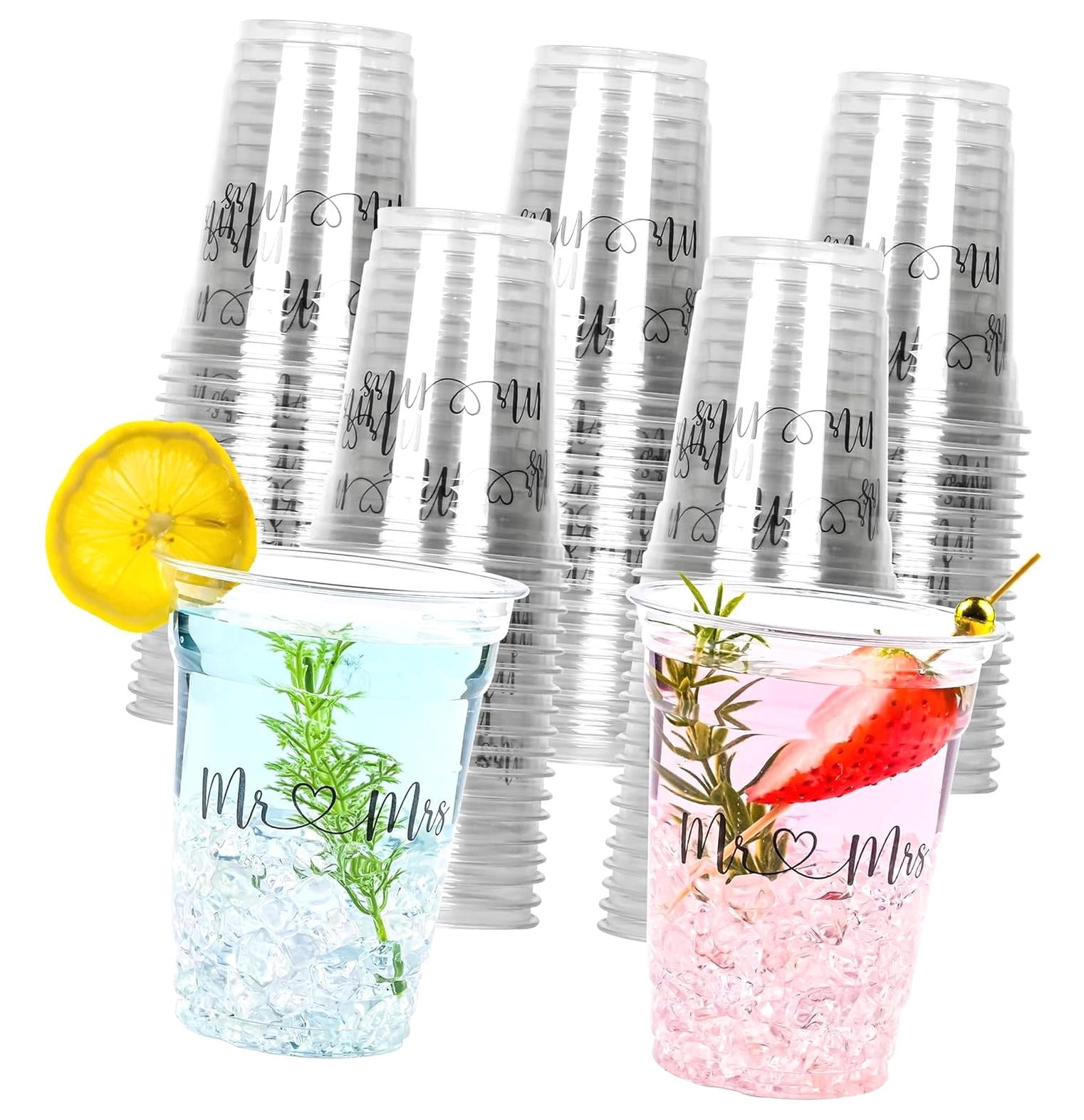 HYKE 100Pcs Mr and Mrs Plastic Cups Wedding Bridal Shower Party Cups ...