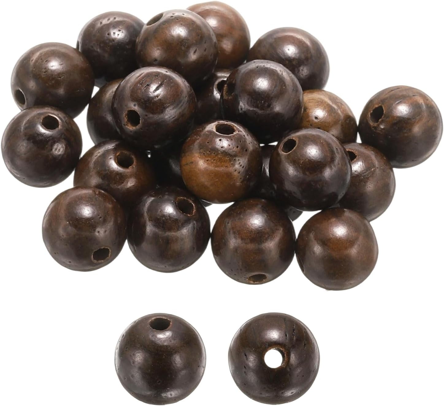 HYKE 100pcs Wooden Beads 8mm Grey Timber Round Polished Loose Bead ...