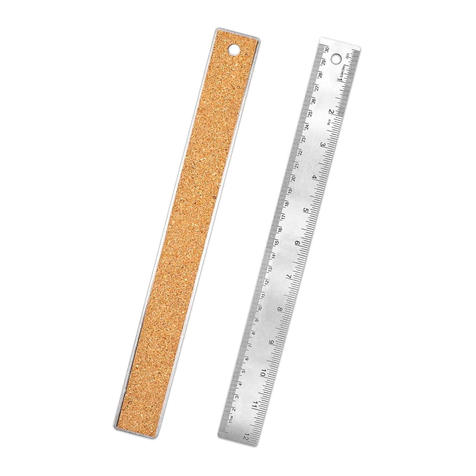 HYKE 12 Inch Metal Ruler Cork Backed Steel Metal Ruler with Cork ...