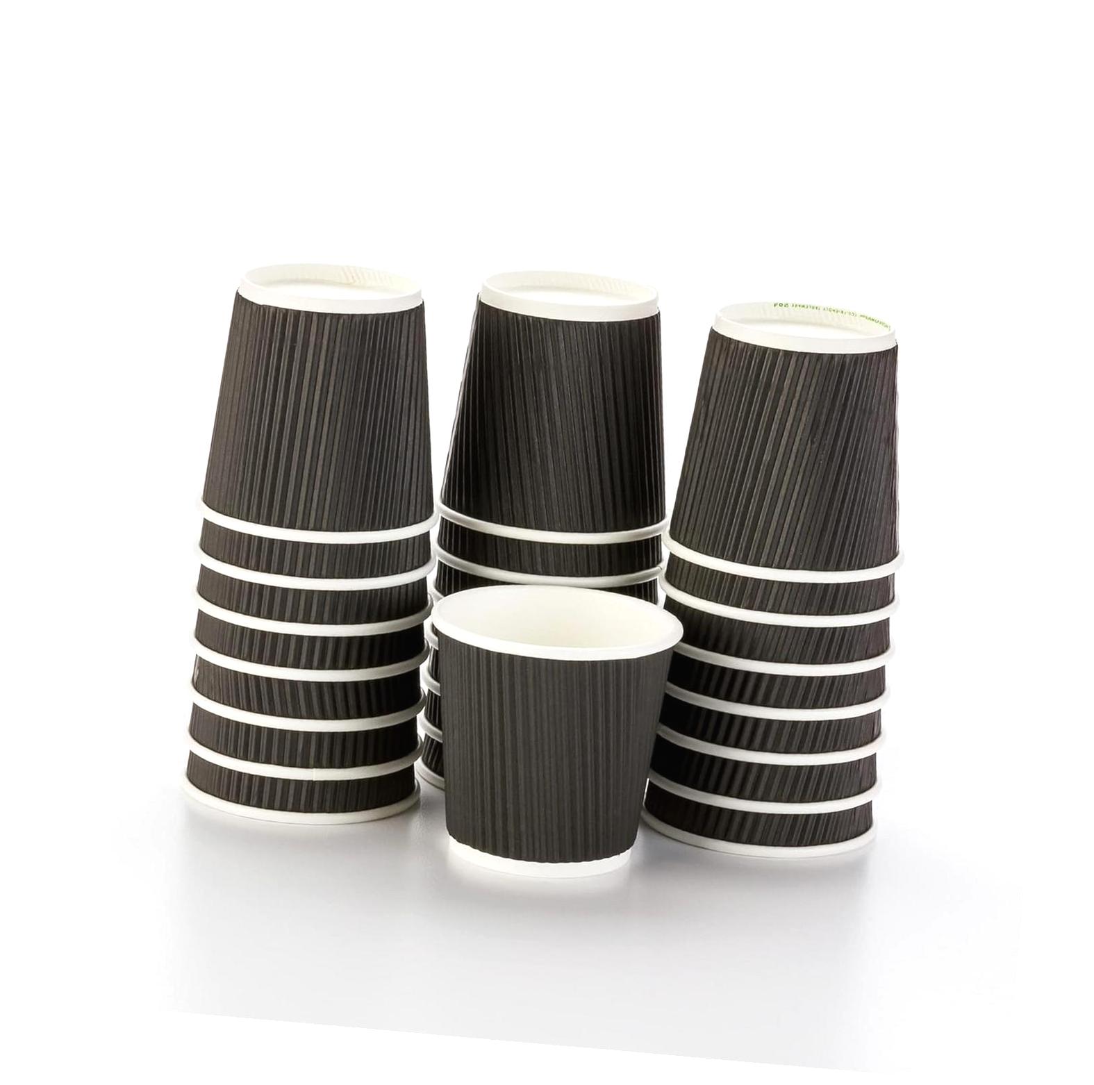 HYKE -12 Ounce Coffee Cups, 25 Ripple Wall Hot Cups For Coffee - Lids ...