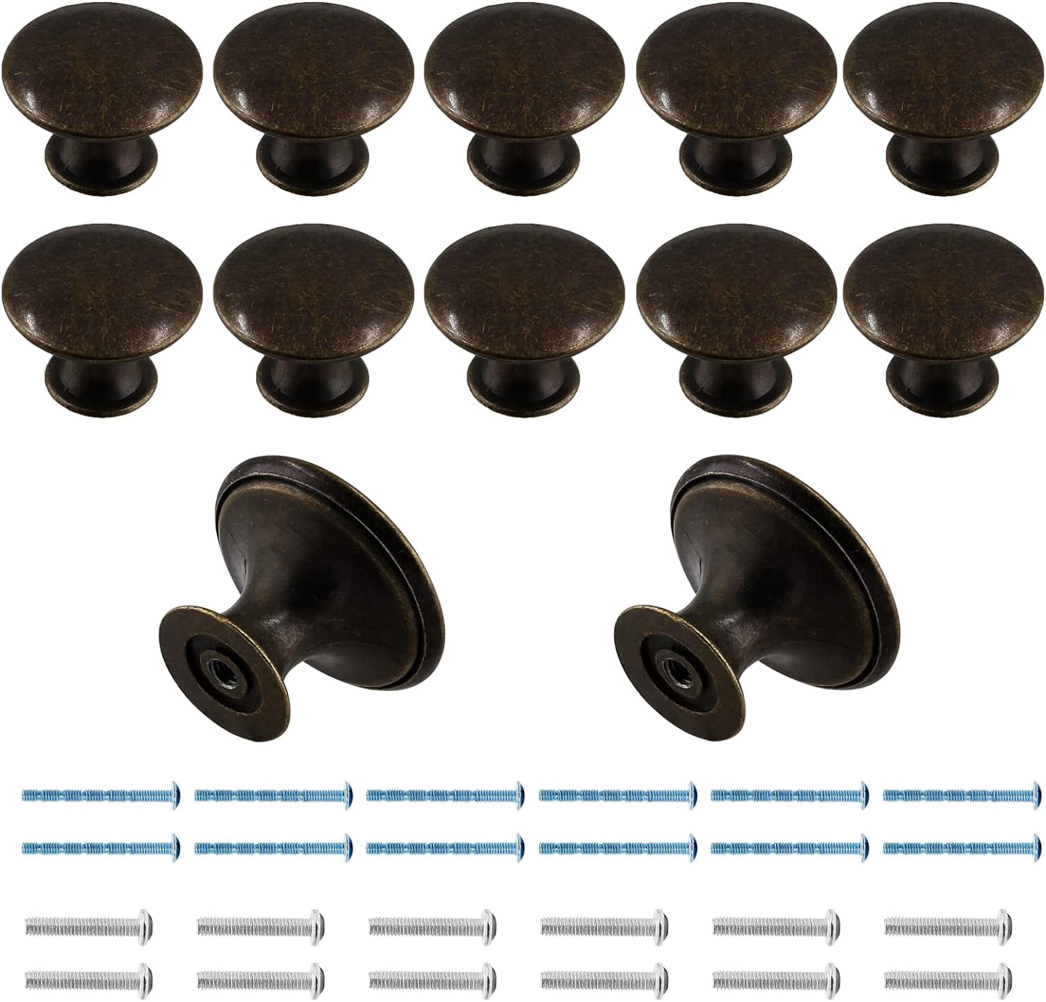 HYKE 12 Pcs Antue Red Bronze Cabinet Knobs Metal Drawer Knobs Round ...