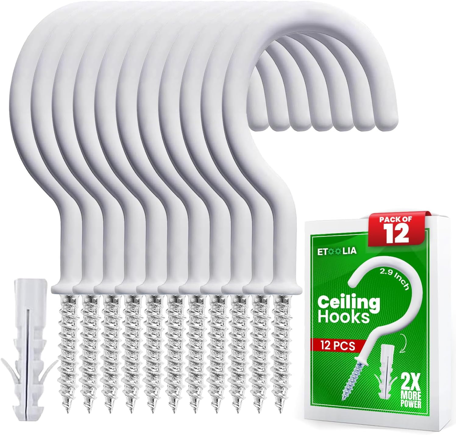 HYKE 12 Pcs Ceiling Hooks for Hanging Plants - 2.9 inches Plant Hooks ...