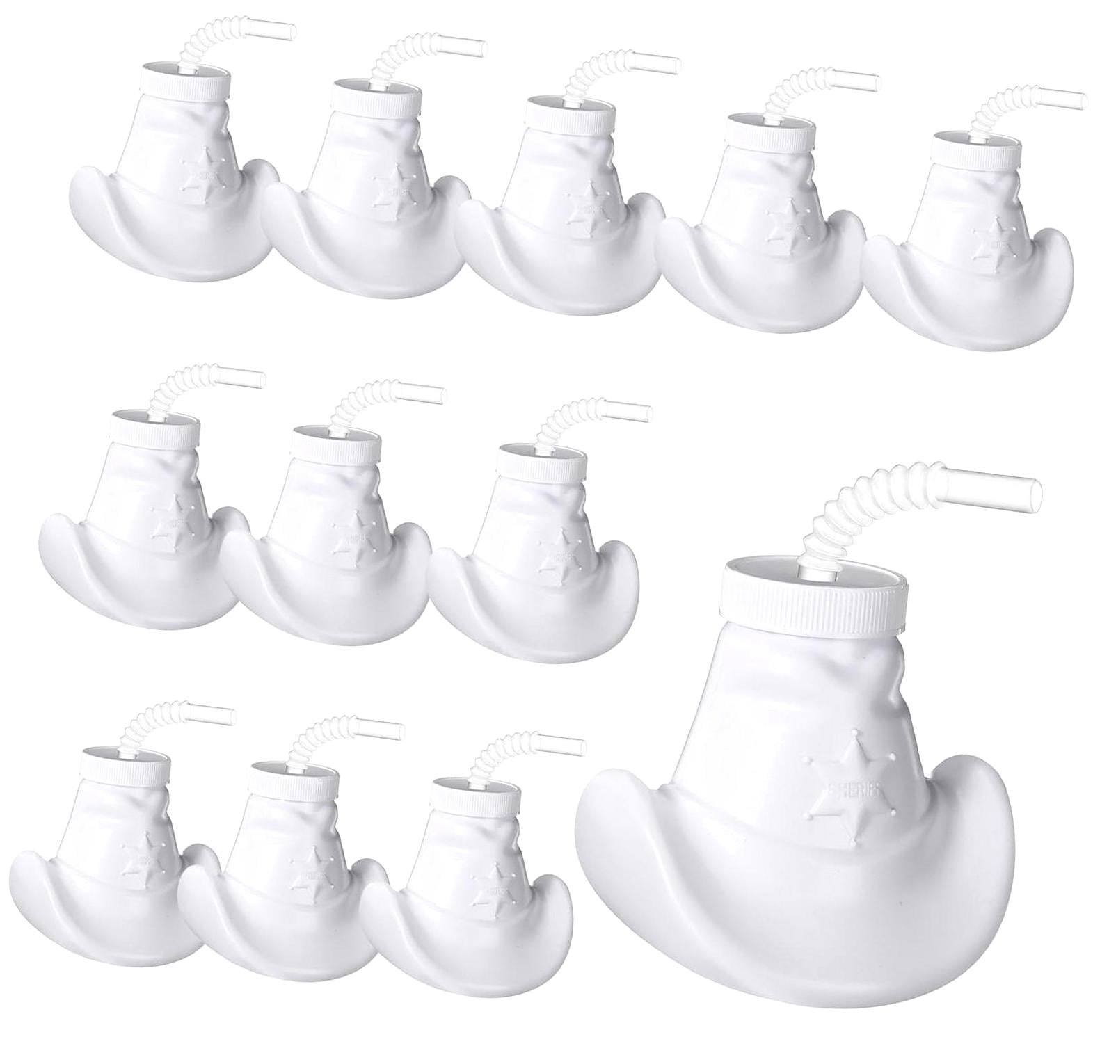 HYKE 12 Pcs Hat Party Cups Cowgirl Hat Cups with Straw and Lids 10 oz ...
