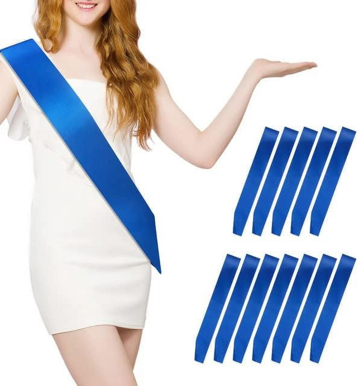 HYKE 12 Pcs Sash Blank Satin Sash Party Favors Plain Sash D Blue Sash ...