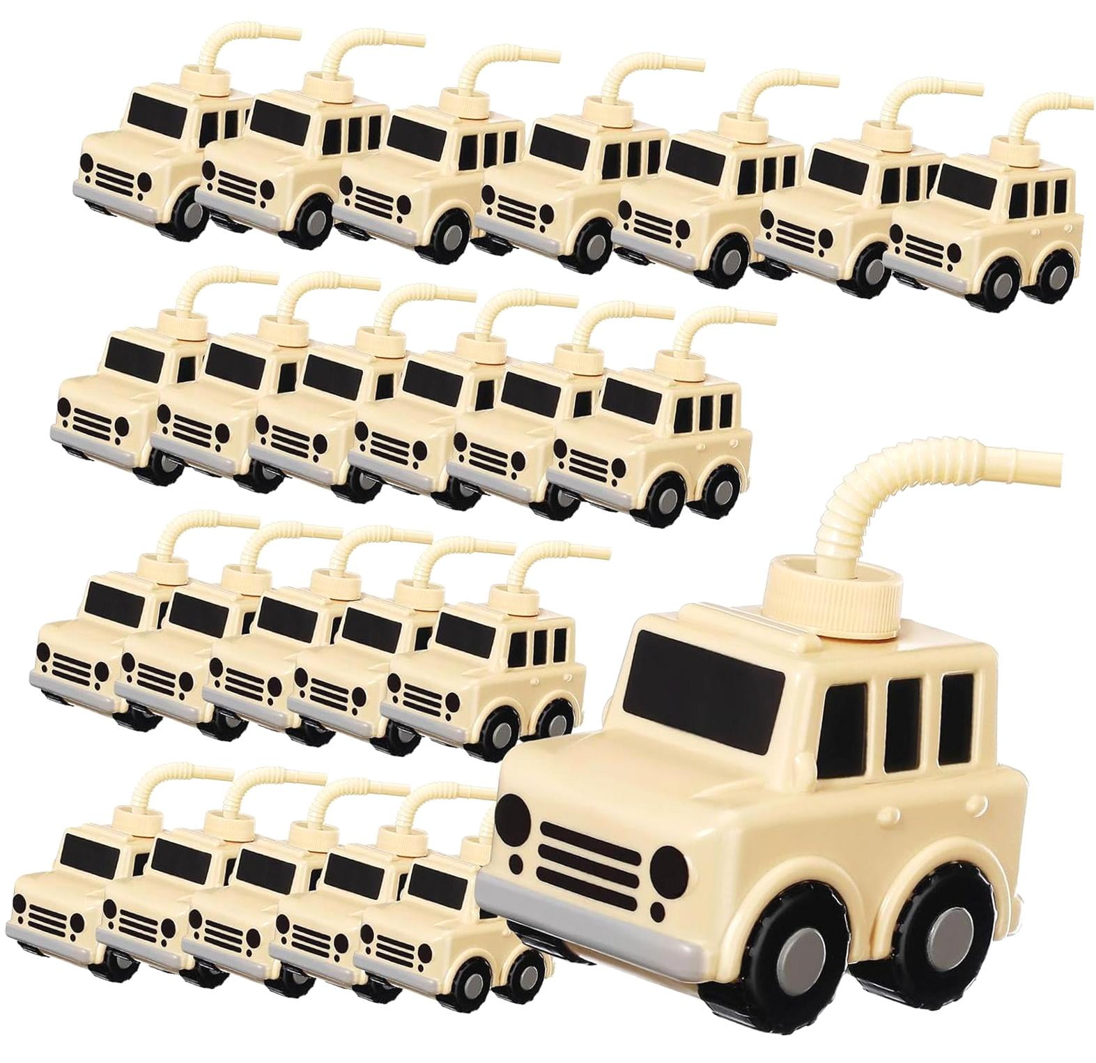 HYKE 12 Pcs Traffic Vehicle Cups with Straws, Plastic Traffic Vehicle ...