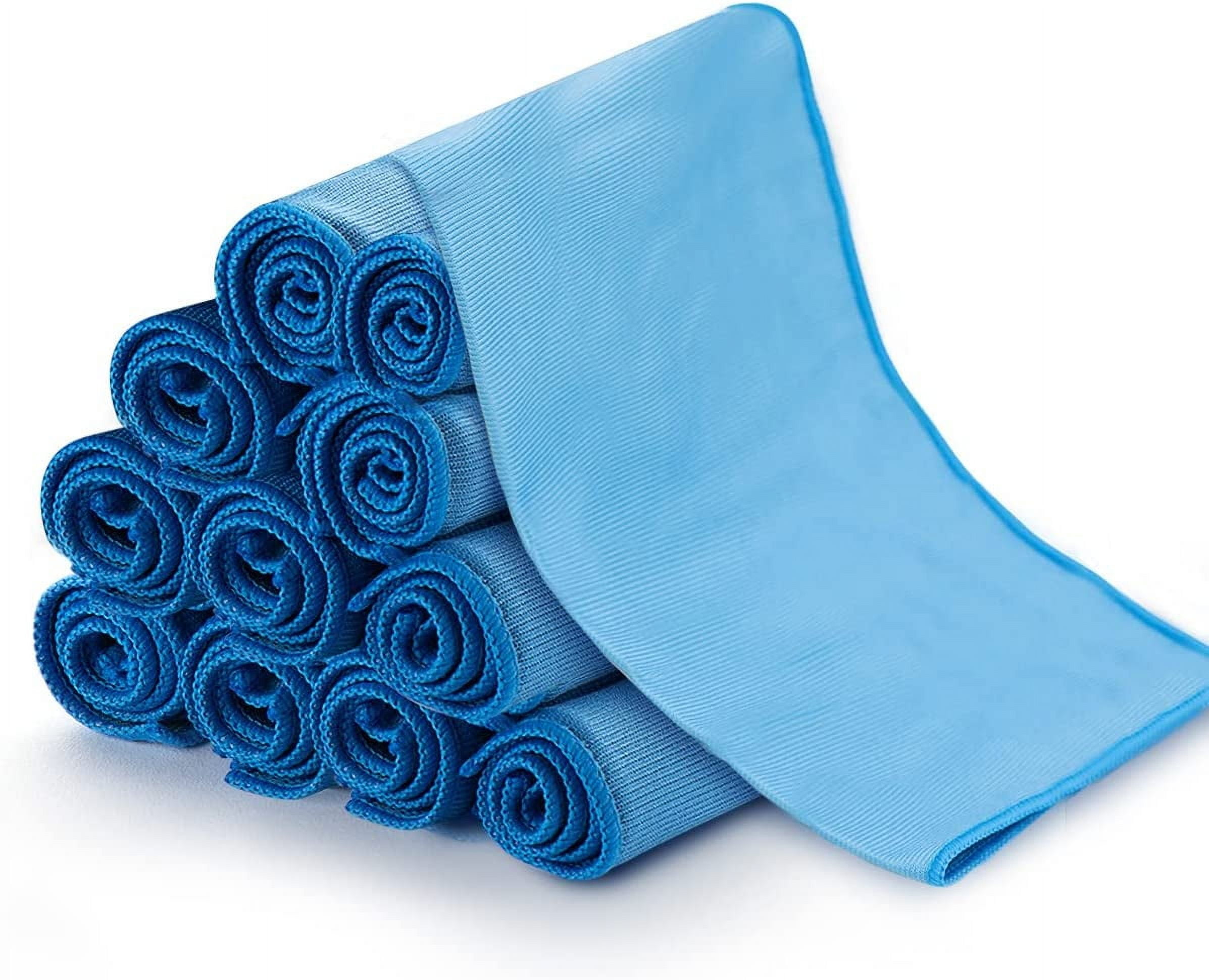 HYKE 12 Pcs ber Glass and Window Cleaning Cloths,12" x 12" Lint Free ...