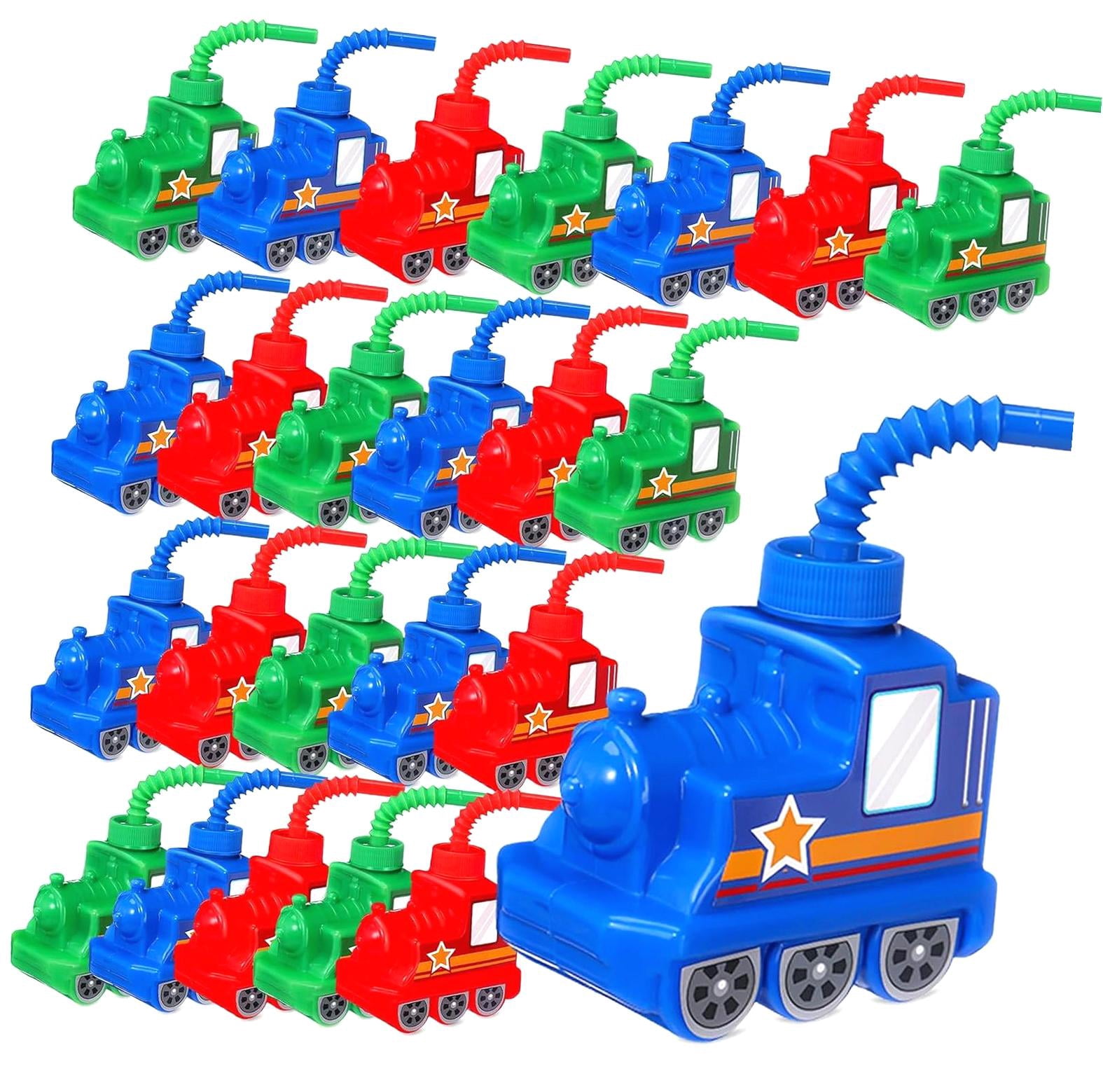 HYKE 12 Sets 10 oz Plastic Train Shape Cup Traffic Vehicle Party Favor ...