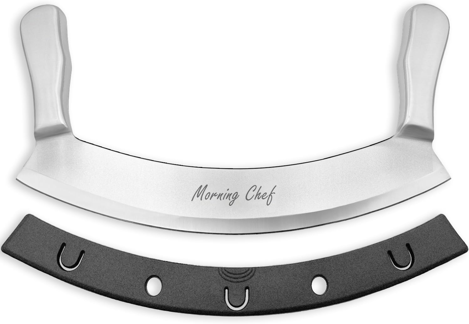 HYKE 12" Stainless Steel Mezzaluna Knife | Pizza Cutter | Chor Dicer ...