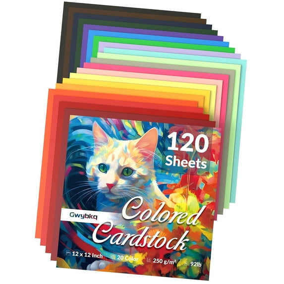 HYKE 120 Colored Cardstock 12" 12", Cardstock Paper 250gsm/92lb for ...
