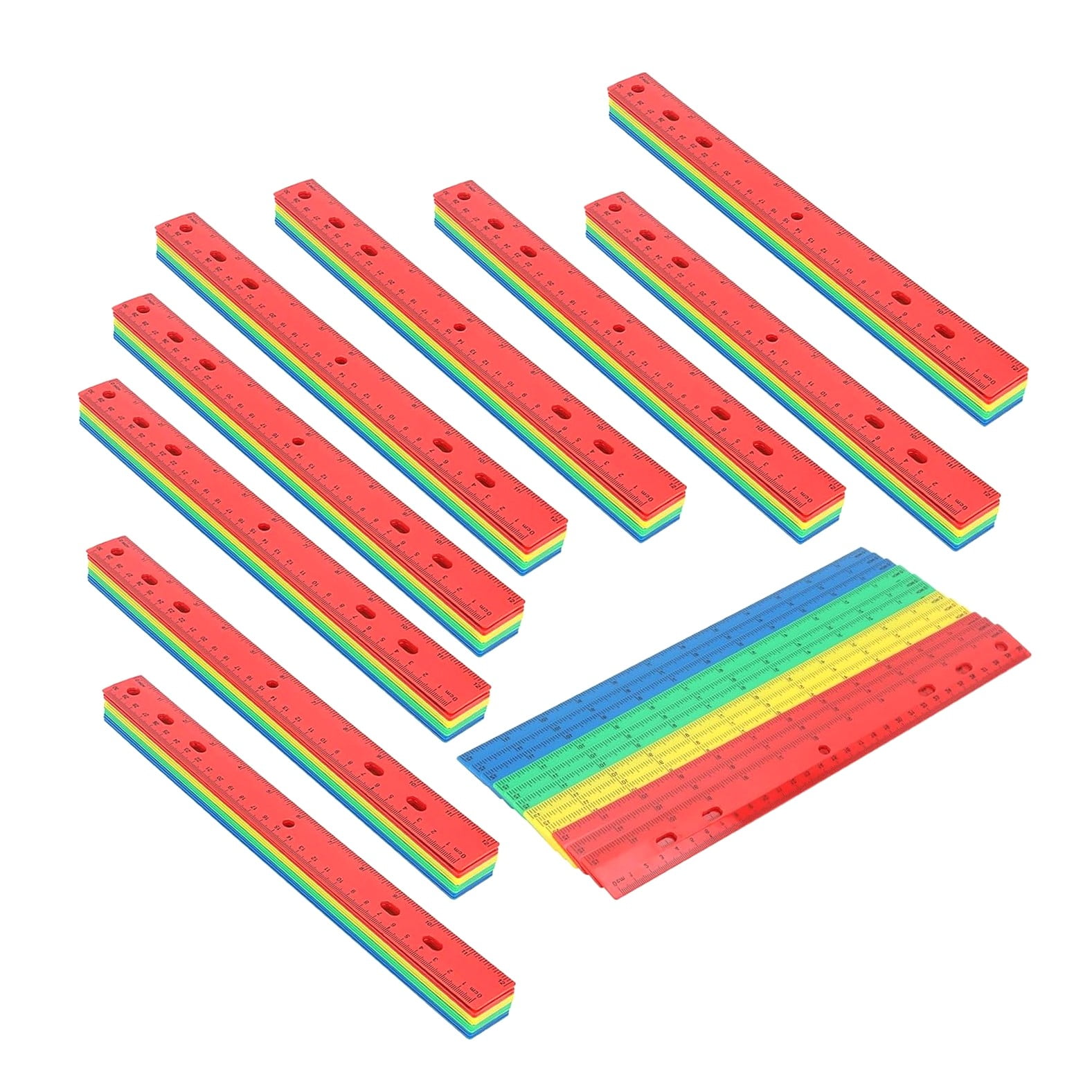HYKE 120 Pack 12 Inch Plastic Ruler, 30cm 4 Assorted Color Straight ...