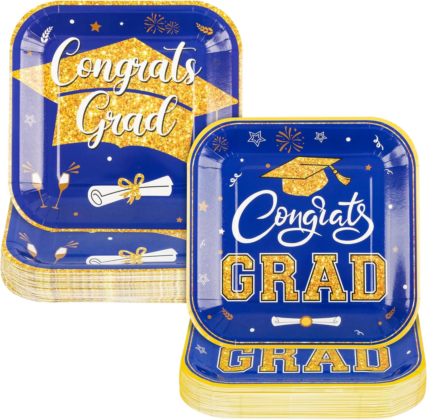 HYKE 120 Pcs 2025 Graduation Party Plates，9 x 9Inch Congrats Grad Paper ...