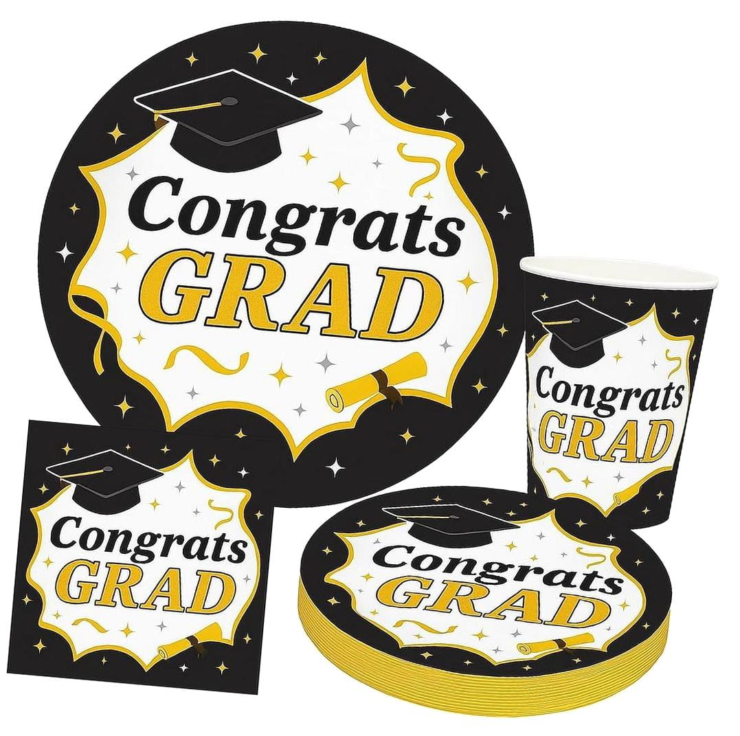 HYKE 120 Piece Class of 2025 Graduation Party Kit for 30 Attendees ...