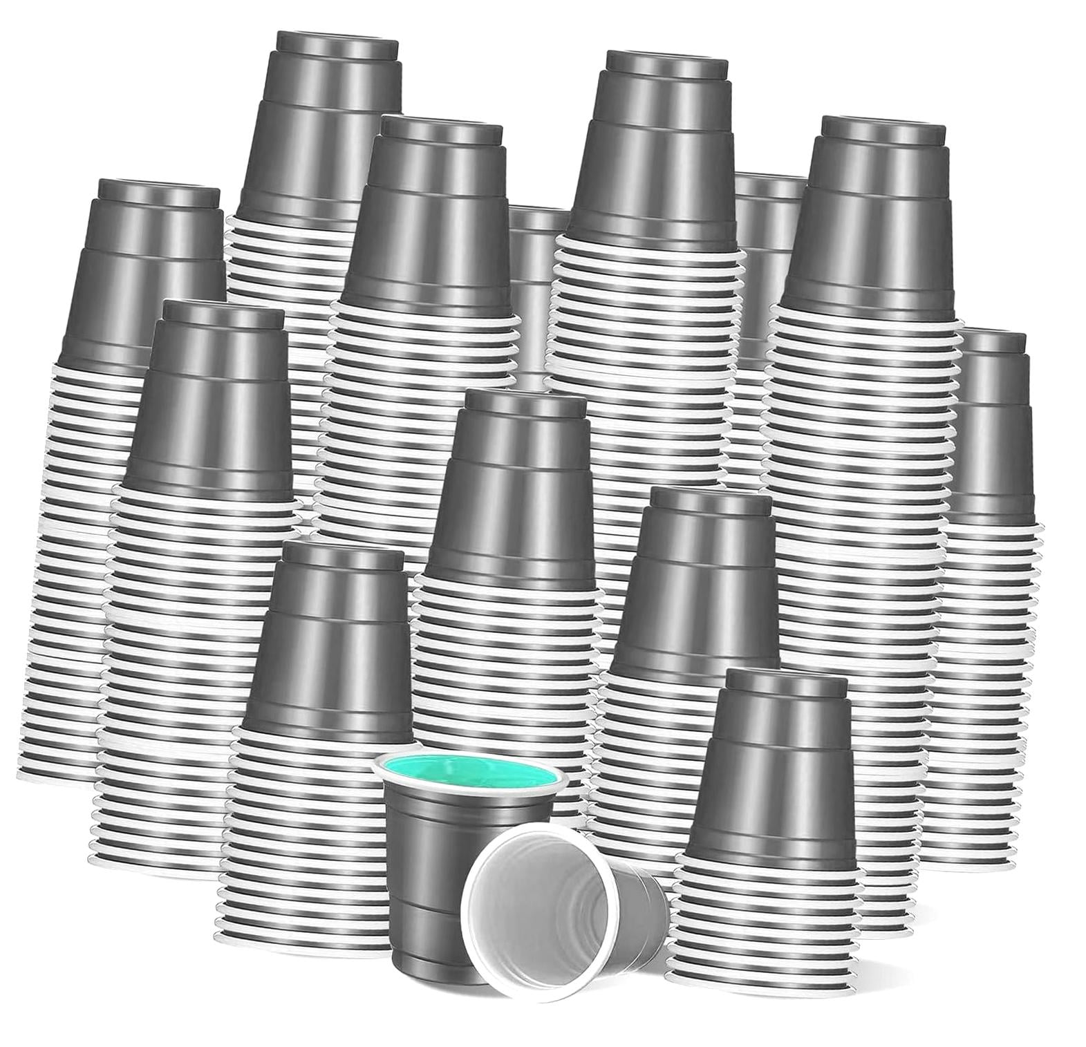 HYKE 120 pcs grey Plastic Shot Glasses 2 oz grey shot cups grey shot ...