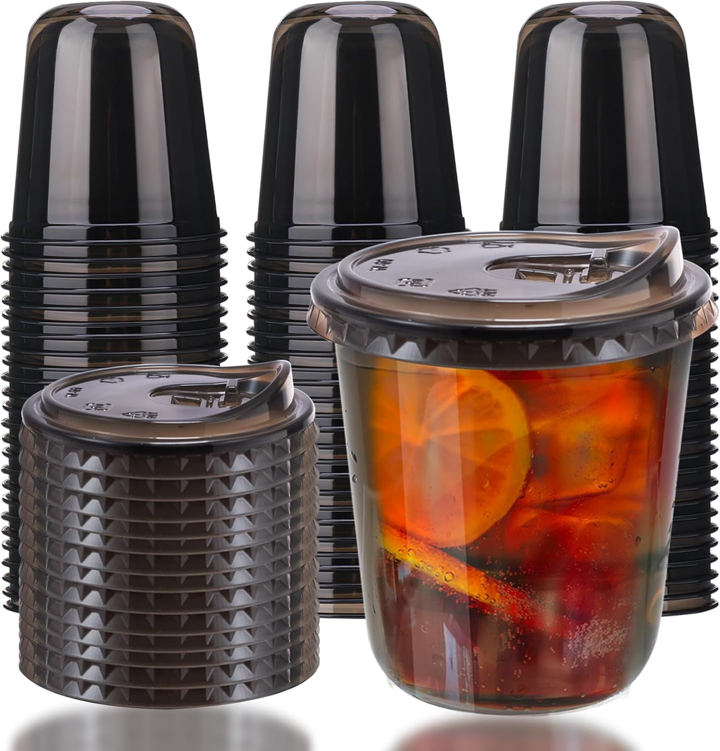HYKE 12oz Disposable Stemless Glasses With Strawless Sip Lids,PET ...