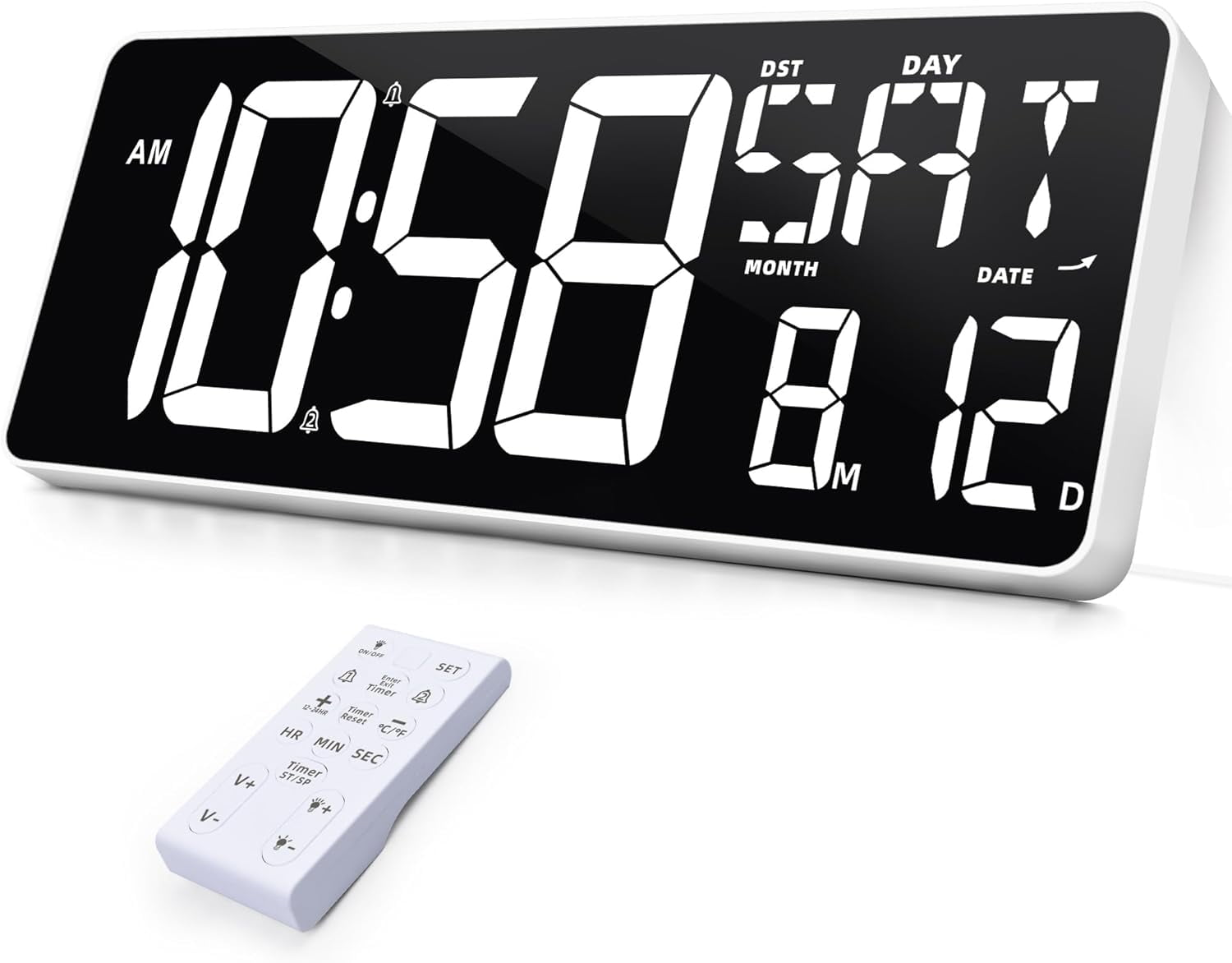 HYKE 13 Inch Large Digital Wall Clock with Remote Control, 9 Color ...