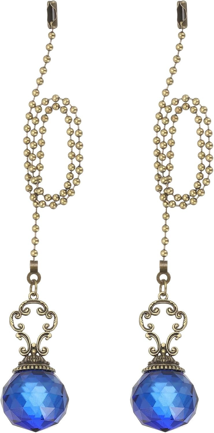 HYKE 15" Ceiling Fan Pull Chain, 2 Pcs Crystal Pull Chain Fan Connector ...