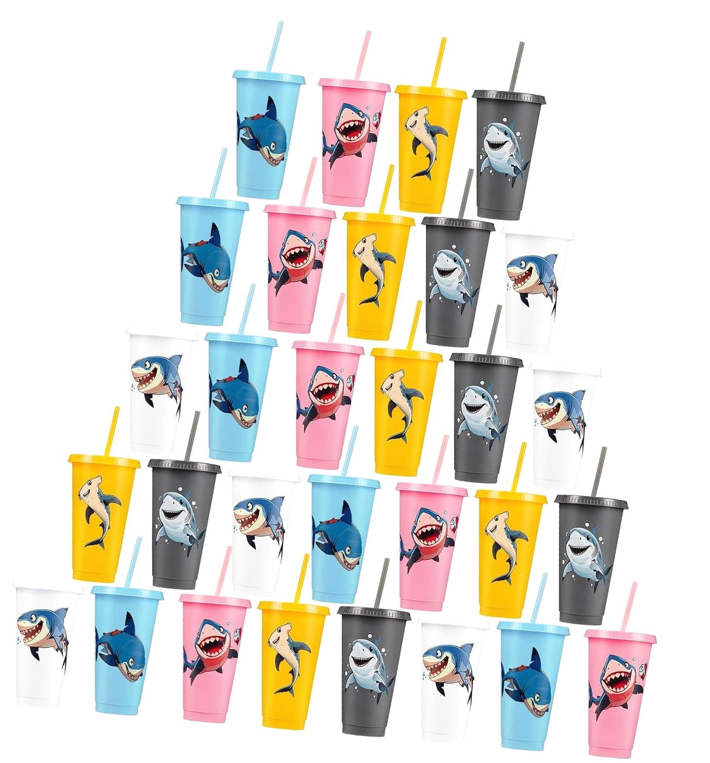 HYKE 15 Piece Party Favor Sea Creature Cups with Cover and Straw 24 oz ...