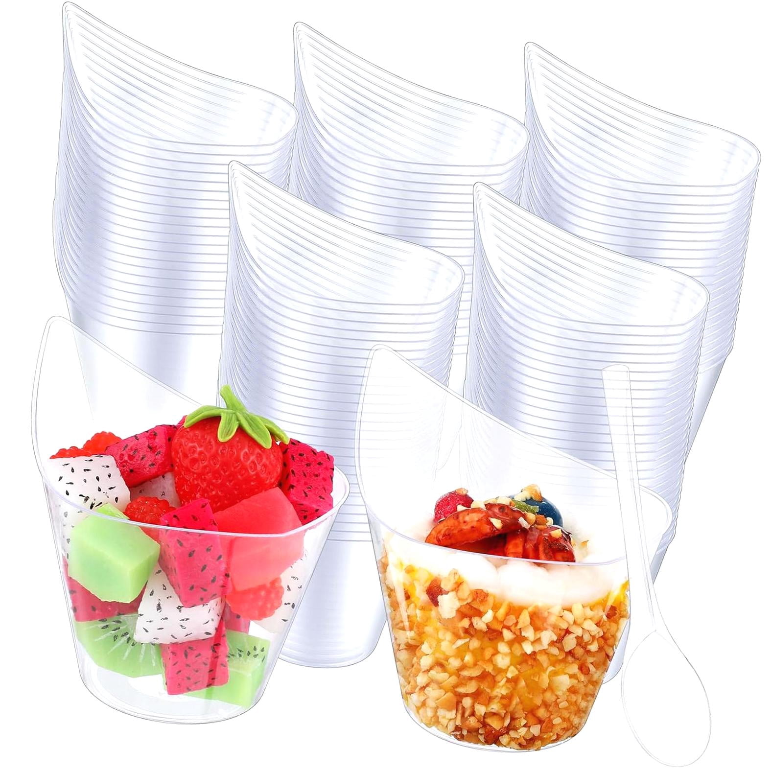 HYKE 150 Pack Clear Plastic Dessert Cups with Tasting Spoons, Appetizer ...