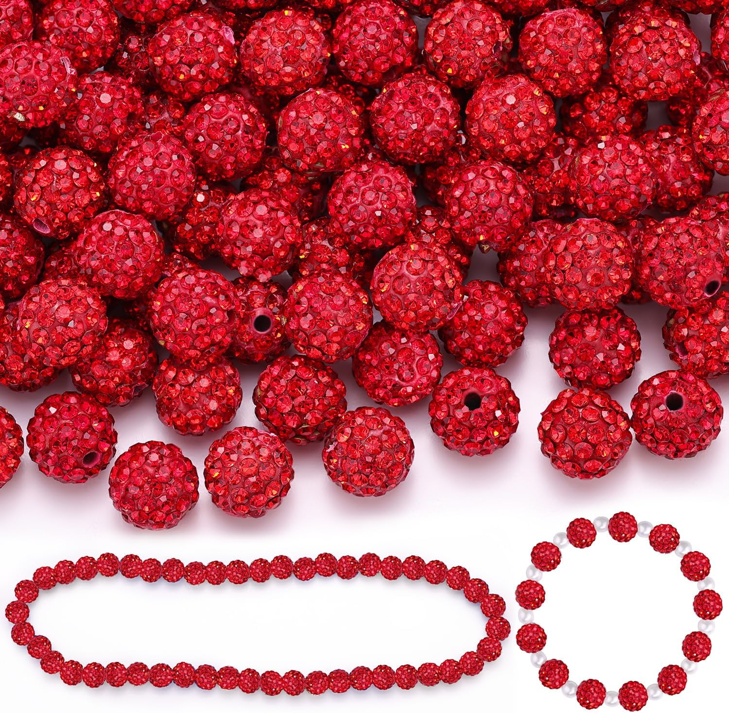 Bybiment 150 Pieces Red Rhinestone Beads for Jewelry Crafting ...