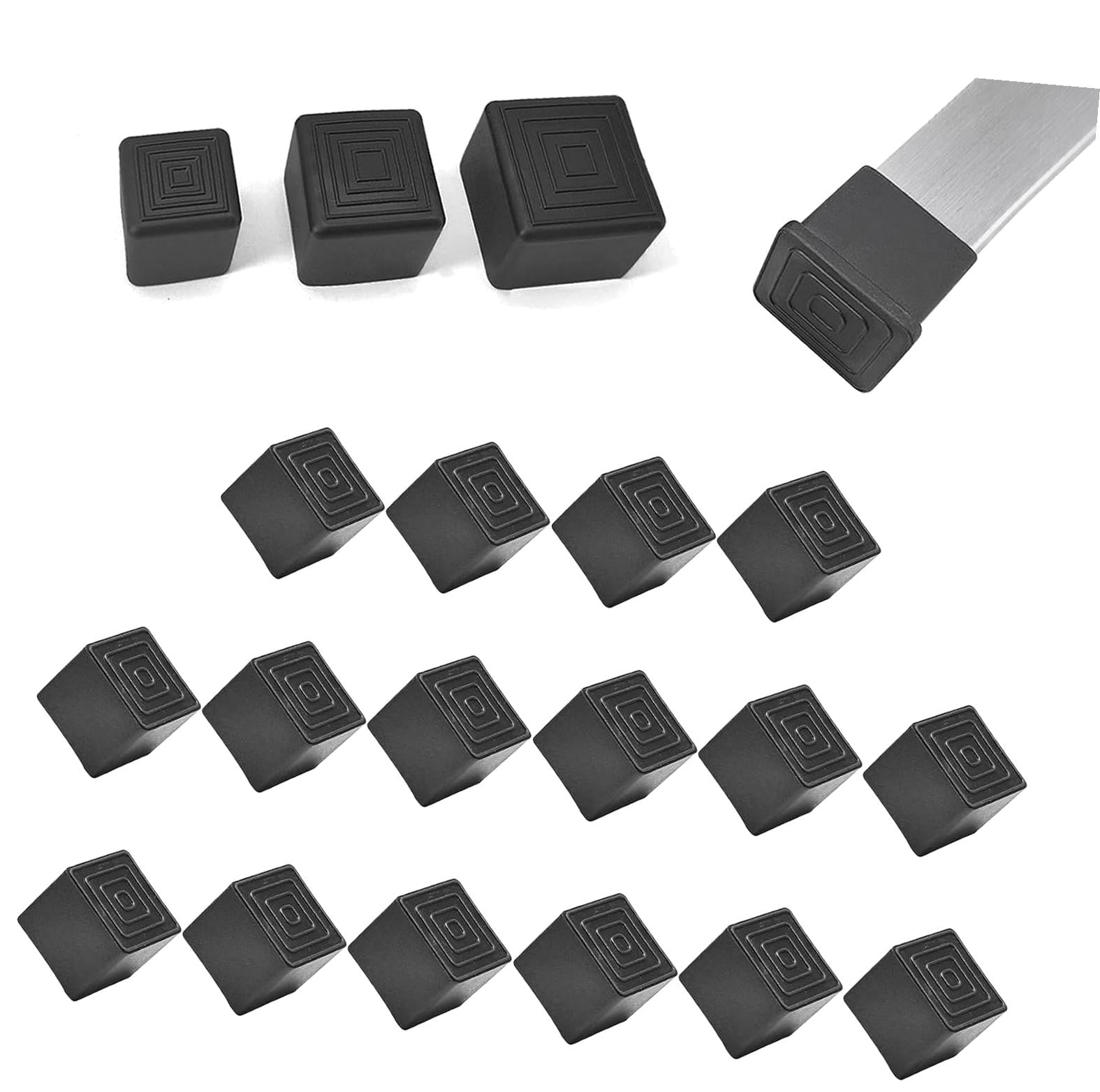 HYKE 16 Pcs 1" x 1" Square Rubber Chair Leg Caps, PVC Covers, Flexible ...