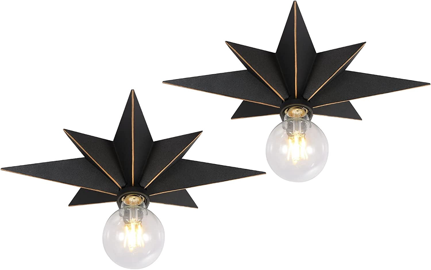 HYKE 16 inch Flush Mount Ceiling Light, Black Star Light xtures Ceiling ...