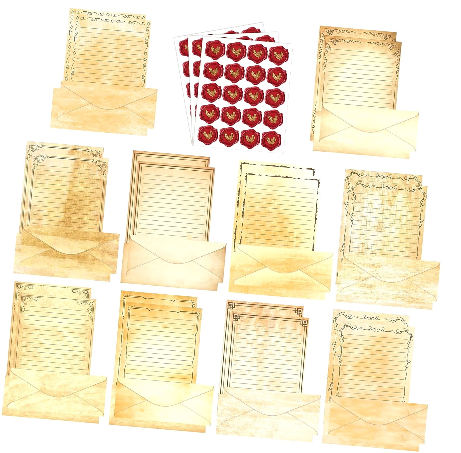 HYKE 160 Pcs Stationery Paper Set 50 Double Sided Stationery Papers ...
