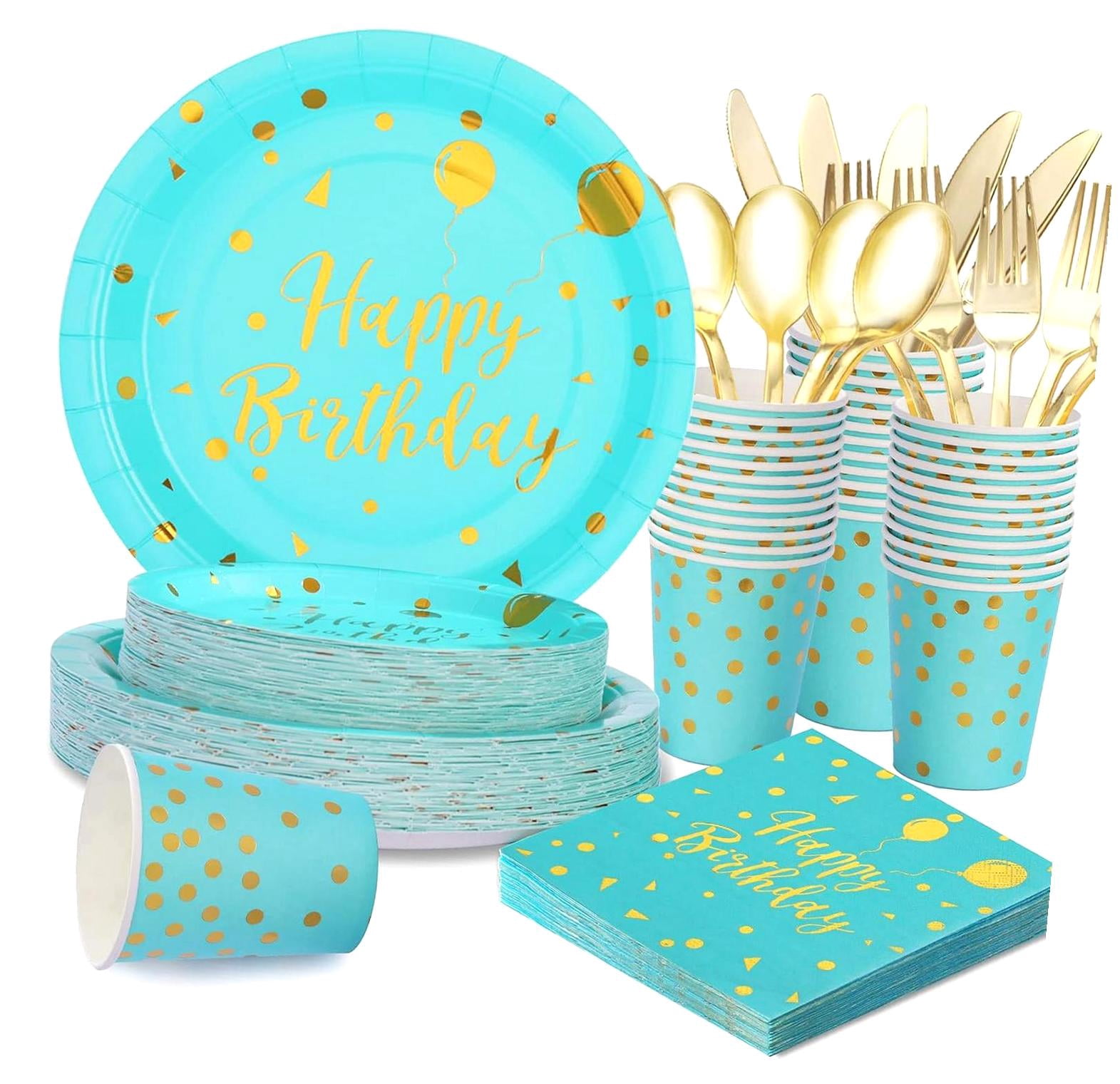 HYKE 175PCS Birthday Party Supplies, Happy Birthday Plates and Napkins ...