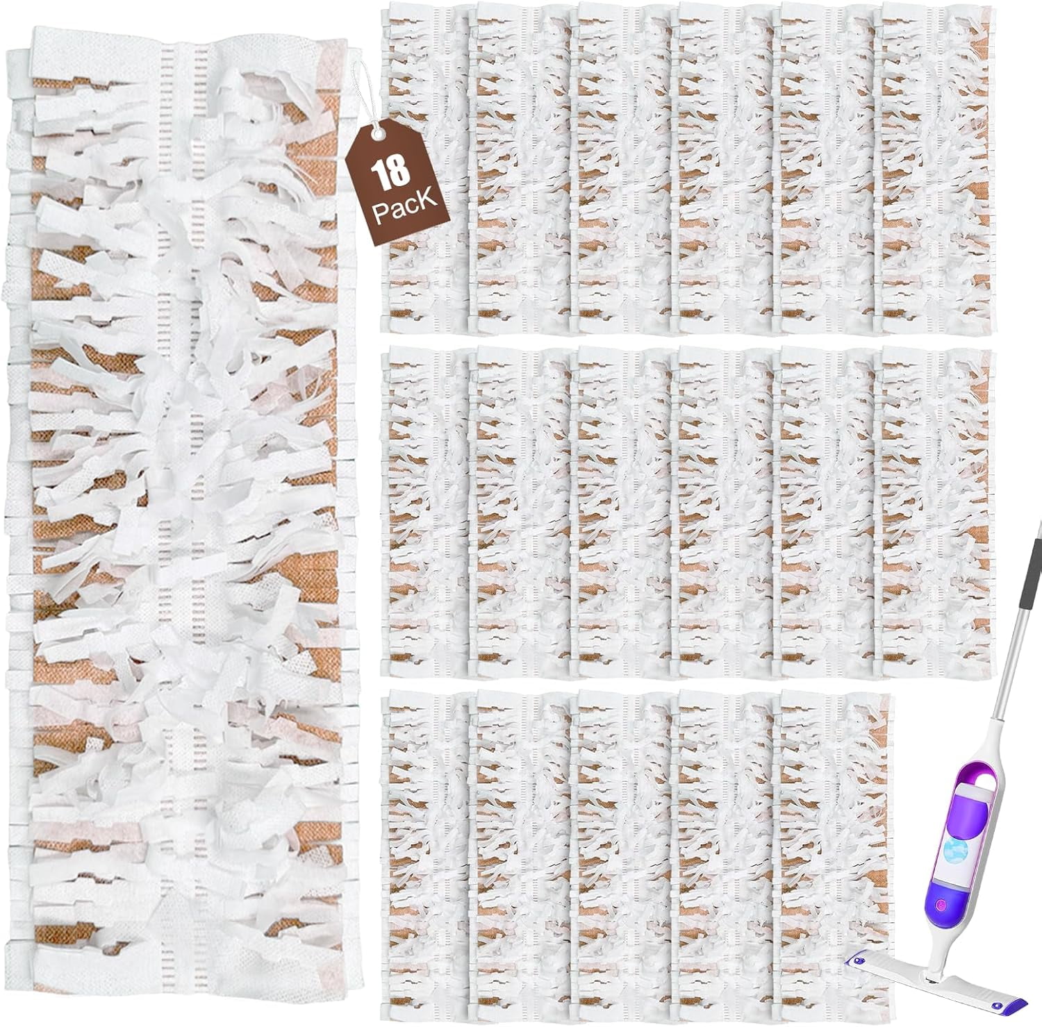 HYKE 18 Pack Disposable Power Mop Pads Rells for Powermop Multi-Surface ...