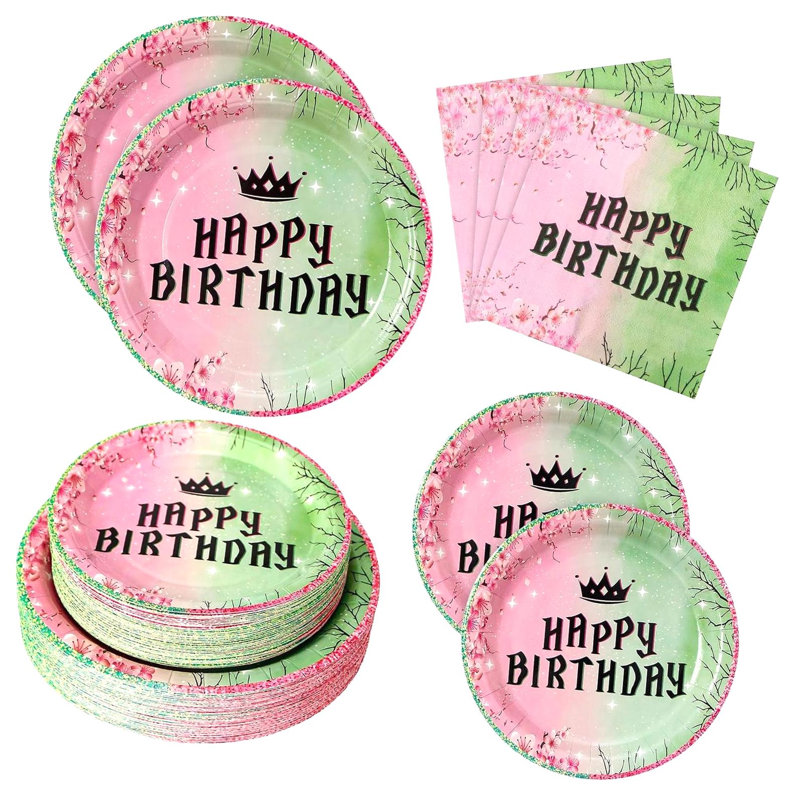 HYKE 180-Piece Birthday Party Kit, Including Paper Plates and Napkins ...
