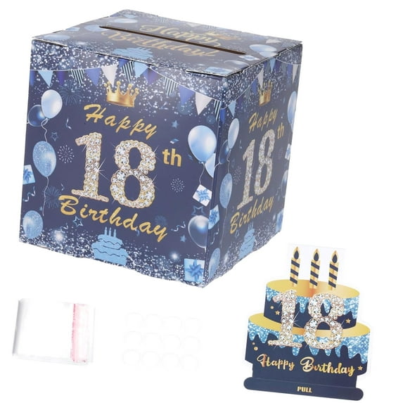 HYKE 18th Birthday Box for Cash , Birthday Pull Box with 100 Pieces ...