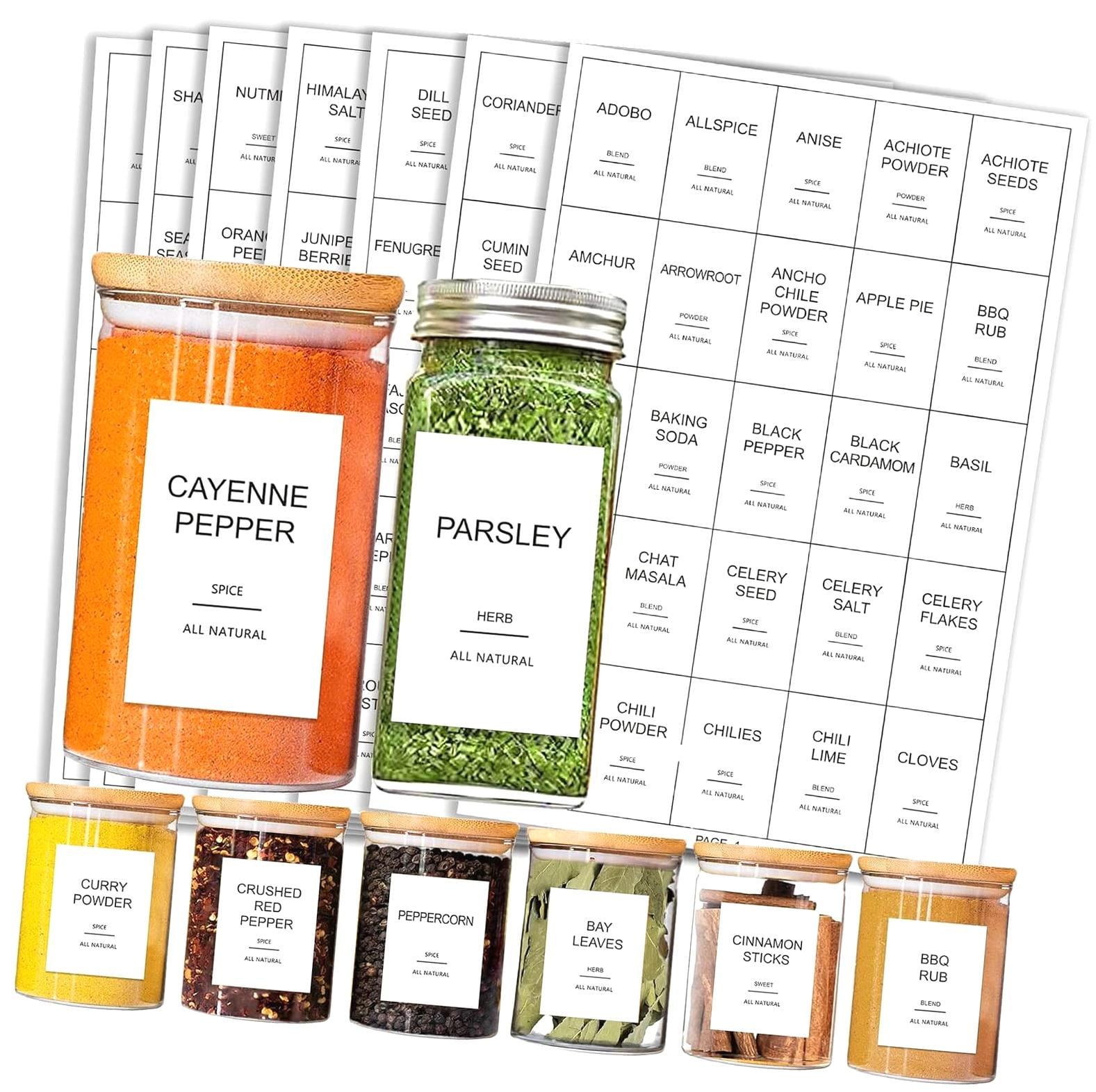 HYKE 191 Spice Jar Labels Preprinted Minimalist Stickers - White Label ...