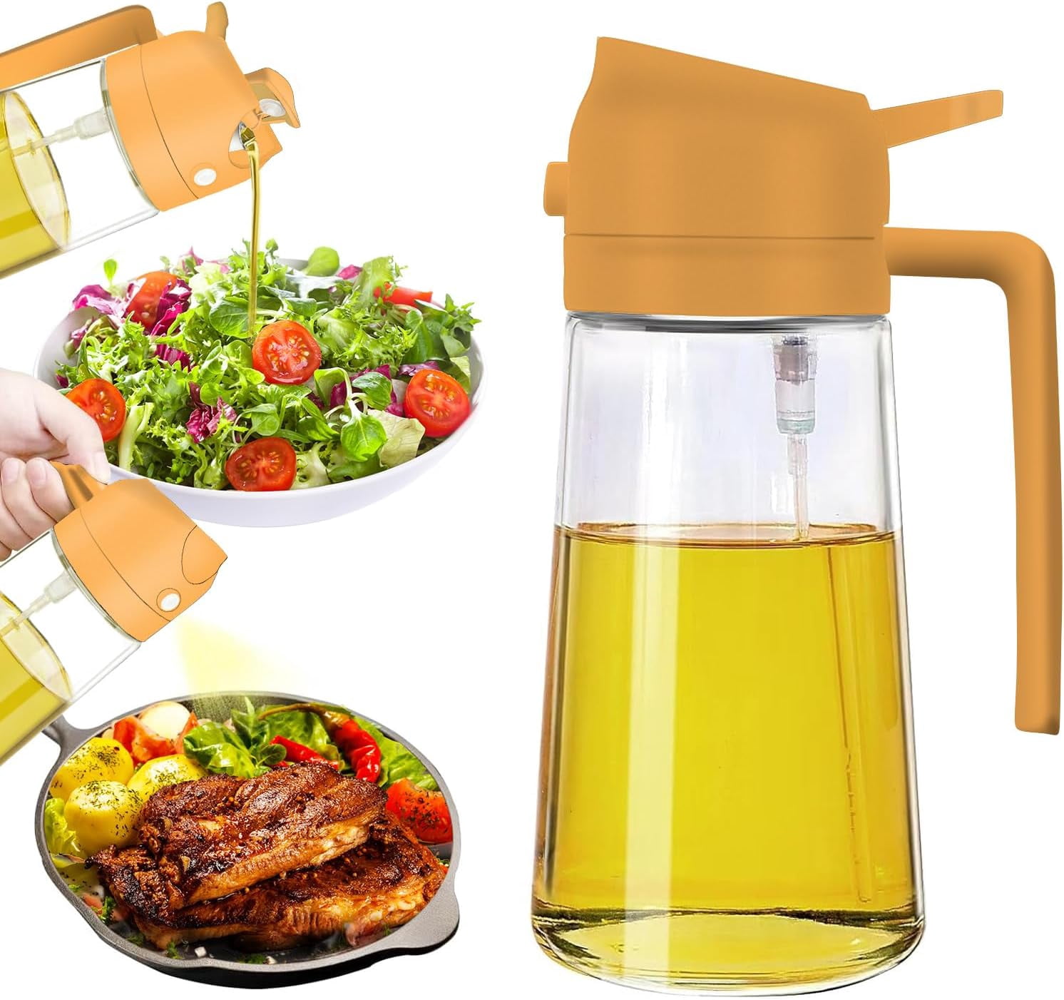 HYKE 2 in 1 Oil Dispenser and Oil Sprayer, 16oz Oil Dispenser for ...