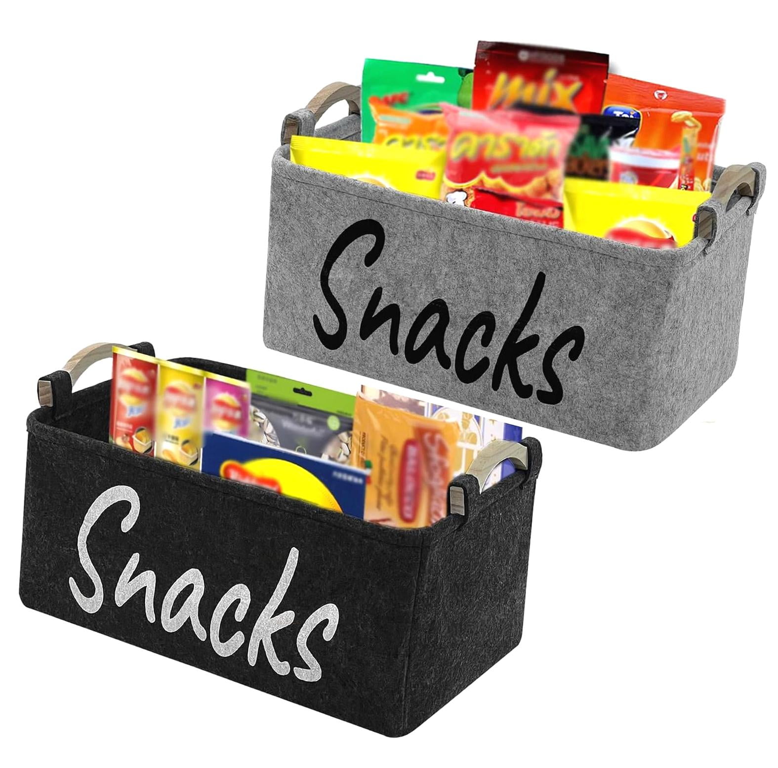 HYKE 2 PCS Snack Bin Organizer for Pantry, Snack Basket Organizer for ...