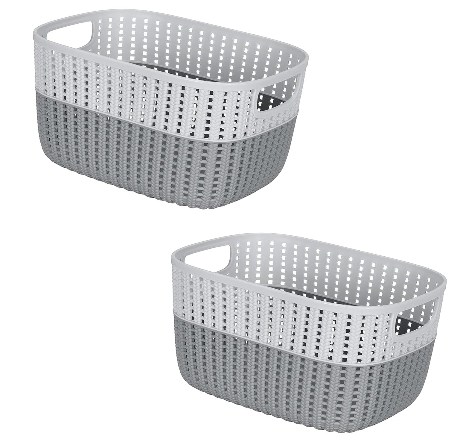 HYKE 2 Pack 2 Tone Knot Plastic Storage Tote | Decorative Basket ...