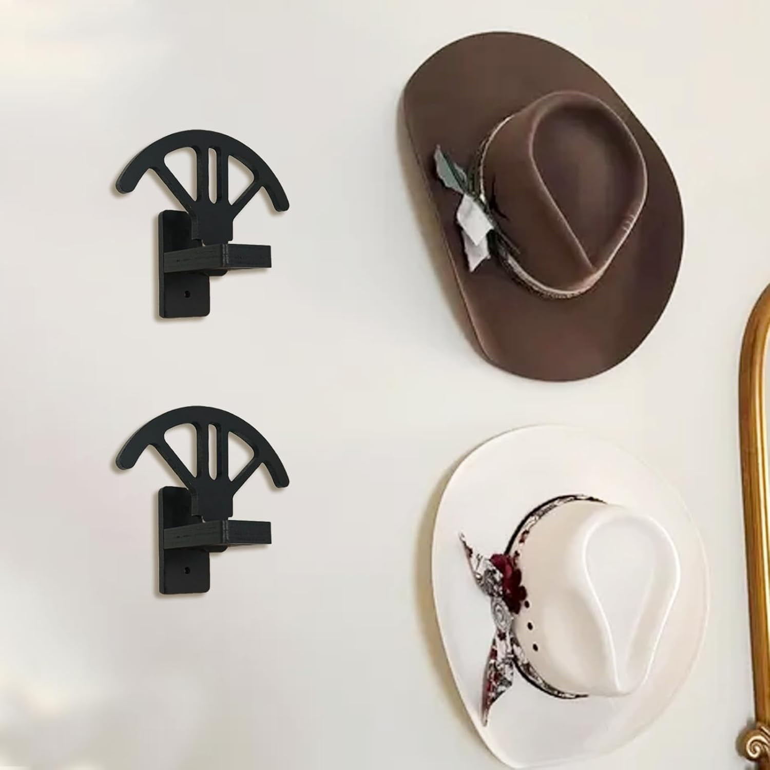 HYKE 2 Pack Adjustable Hat Rack Holder, Wooden Hat Wall Mount Stand for ...