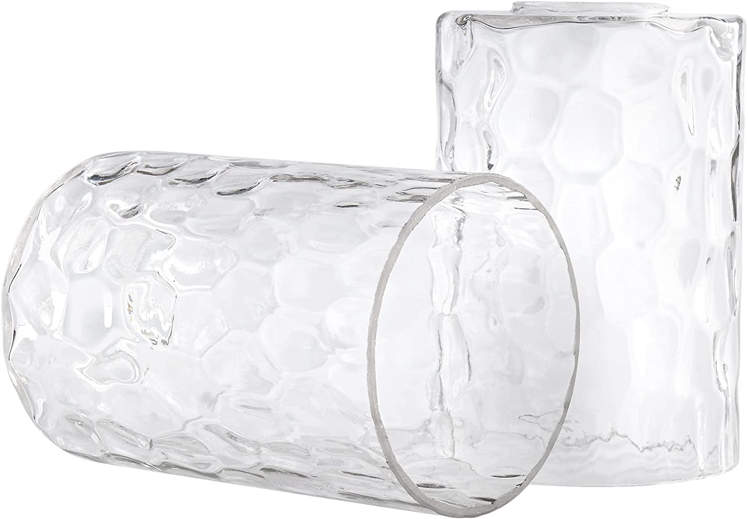 HYKE 2 Pack Clear Hammered Glass Lamp Shade Replaent Globe & Cover for ...